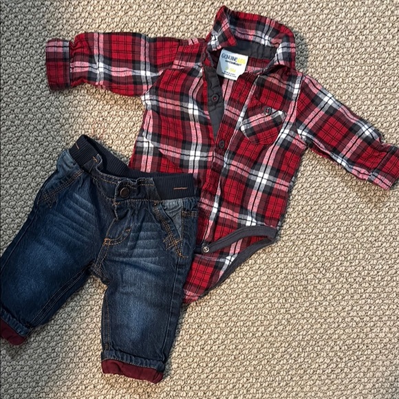 OshKosh B'gosh | Matching Sets | Plaid And Denim Pants Set | Poshmark